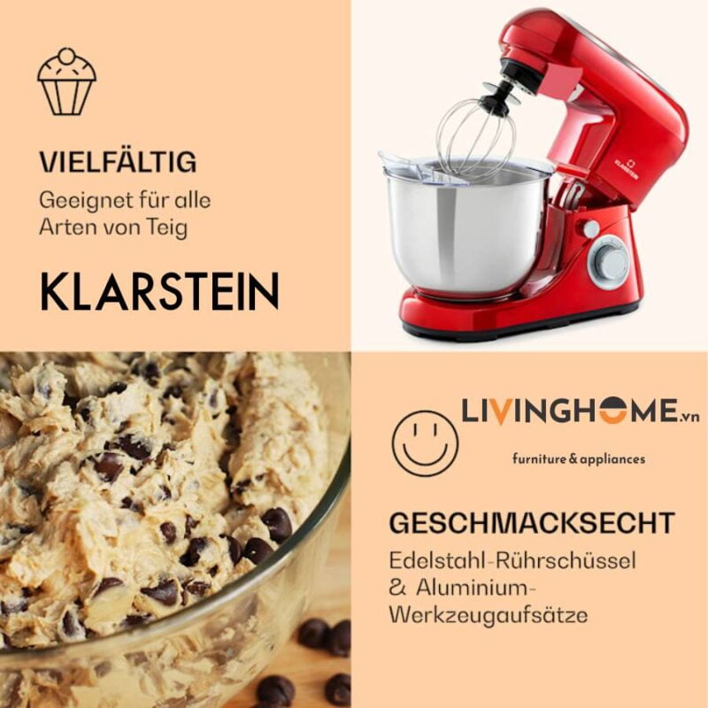 Máy trộn thực phẩm Klarstein KL-BELLA PICO 2G thiết kế nhỏ gọn với dung ...