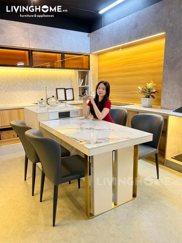 Bàn Ăn Tích Hợp Đảo Bếp Mặt Đá Ceramic - BEATRISA | 2025