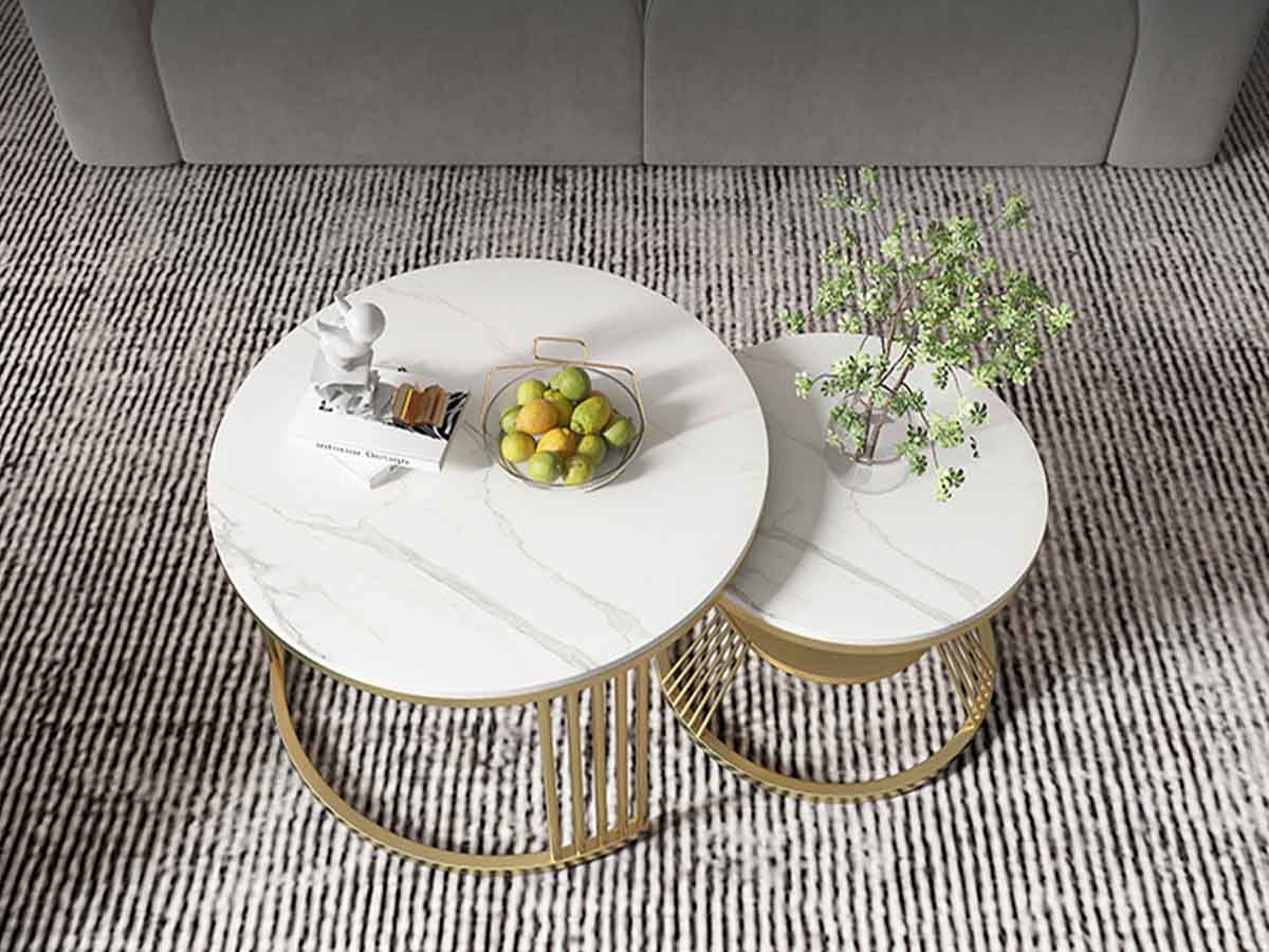 Bàn trà đôi mặt đá hiện đại Azami 2025