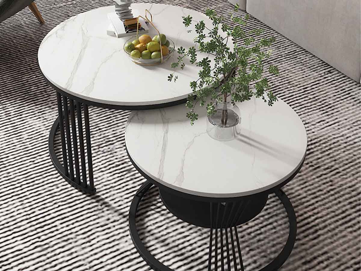 Bàn trà đôi mặt đá hiện đại Azami 2025