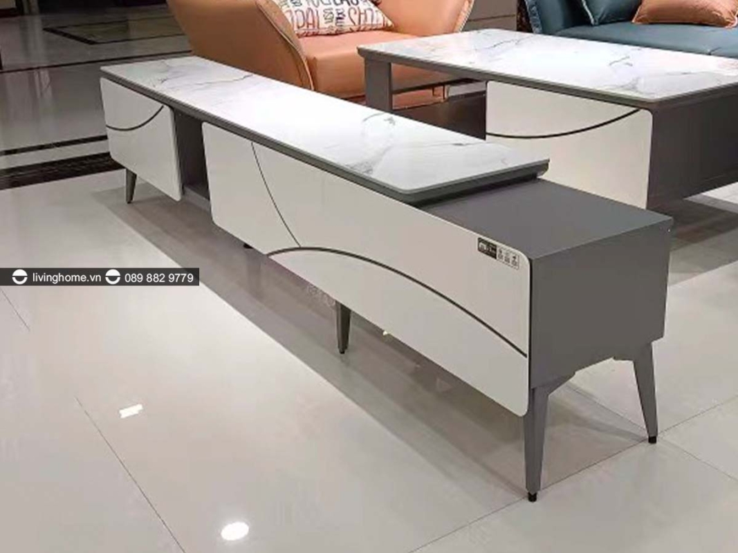 Kệ Tivi Mở Rộng Mặt Đá Phiến Phủ Ceramic - Berta 2025